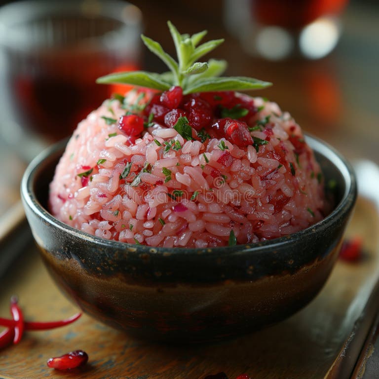 Cooked Rice with Cranberries in a Plate Stock Illustration ...