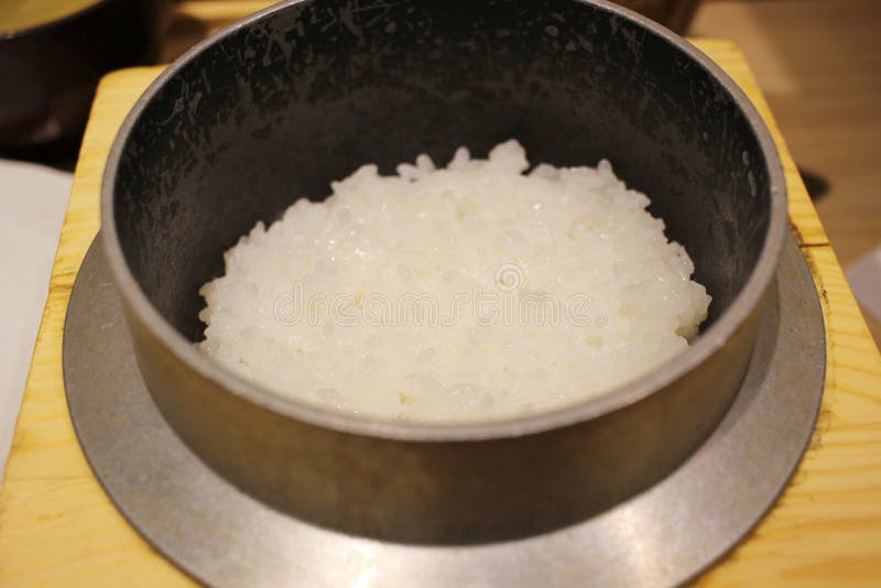 Cooked Rice Grains in Stone Bowl at Japan Stock Image - Image of ...