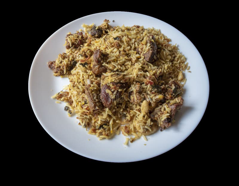 Cooked Rice and Meat Served on a Plate Stock Photo - Image of gourmet ...
