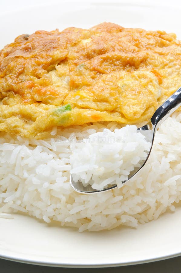 Cooked rice with omelet stock photo. Image of orange - 23544088