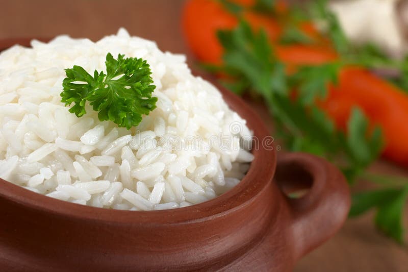 Cooked Rice with Parsley stock image. Image of dish, focus - 18713053