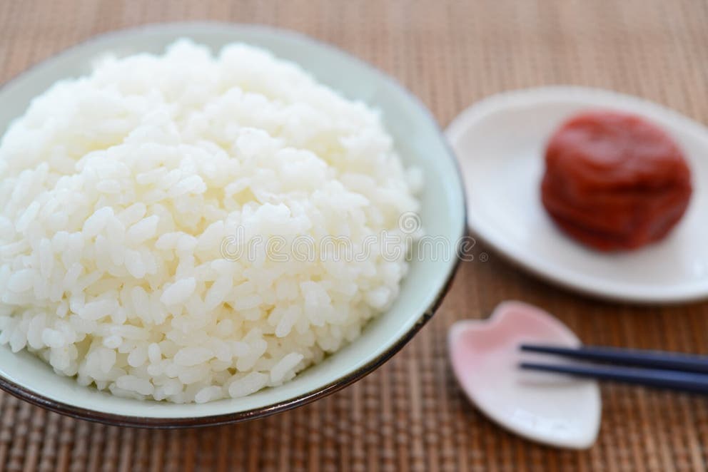 Cooked Rice with Pickled Plum Stock Photo - Image of diet, bowl: 93394402