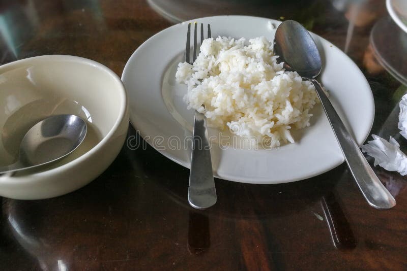 Cooked Rice on the Plate at the Restuarant Stock Photo - Image of ...