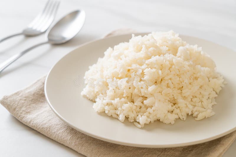 Cooked rice on plate stock photo. Image of cooked, health - 193172298