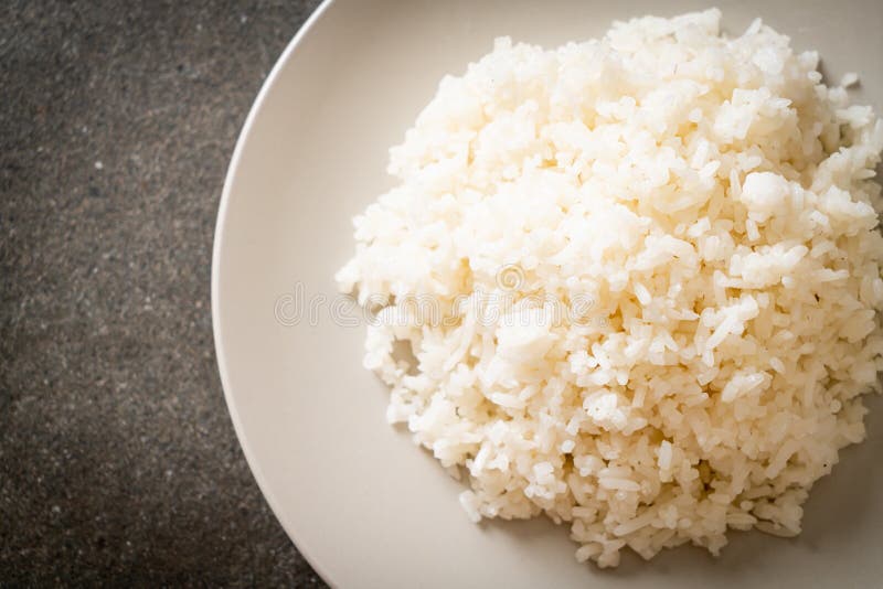 Cooked rice on plate stock image. Image of asian, closeup - 193173393