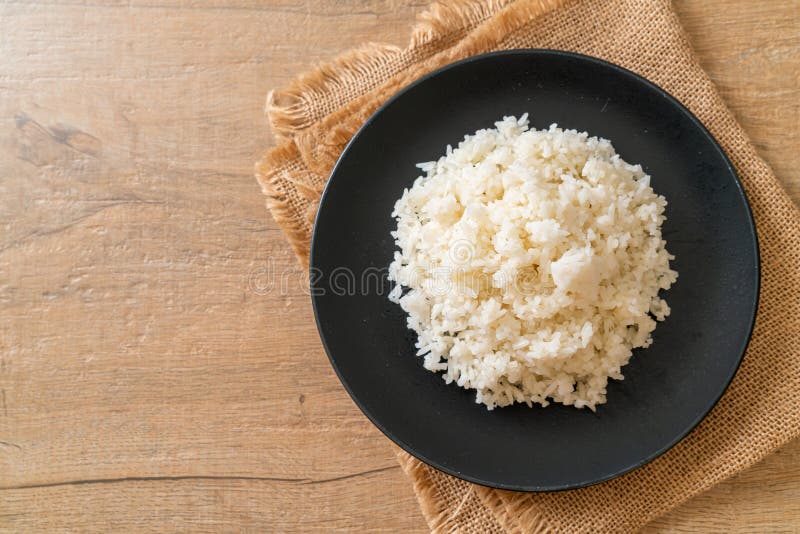 Cooked rice on plate stock image. Image of asian, food - 193286591