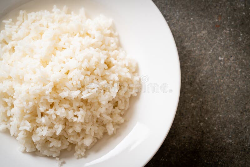 Cooked rice on plate stock photo. Image of meal, health - 193286606