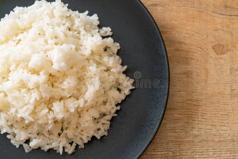 Cooked rice on plate stock image. Image of health, bowl - 193665279