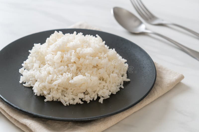 Cooked rice on plate stock image. Image of health, dish - 193666181