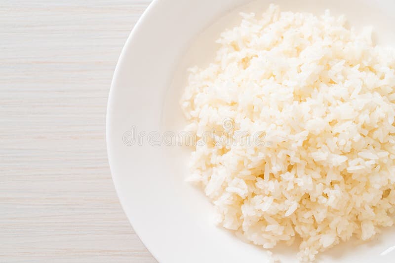 Cooked rice on plate stock image. Image of jasmine, closeup - 224388143