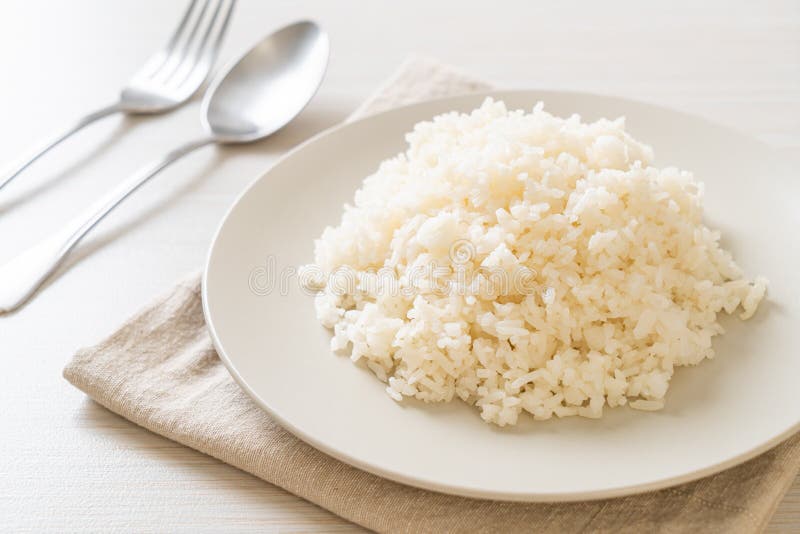 Cooked rice on plate stock photo. Image of japanese - 226286694