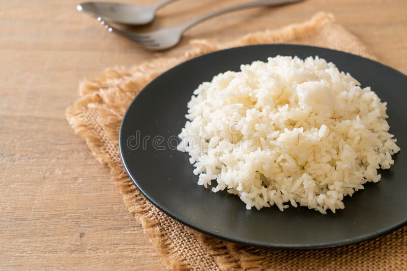 Cooked rice on plate stock photo. Image of closeup, chinese - 263480896