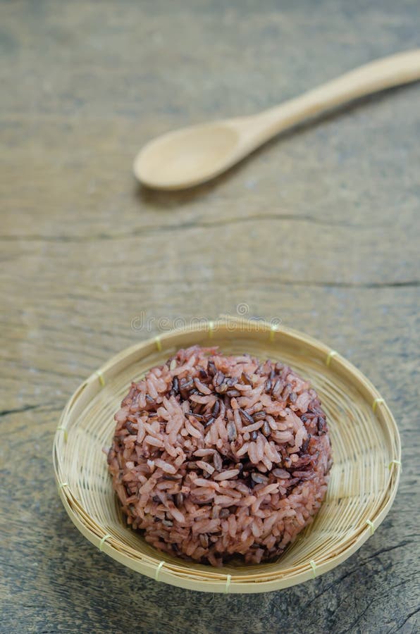 Cooked rice of Riceberry stock photo. Image of bowl, seed - 65612488