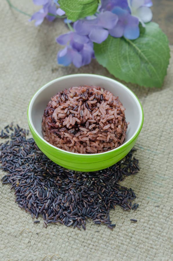 Cooked rice of Riceberry stock image. Image of closeup - 65612477