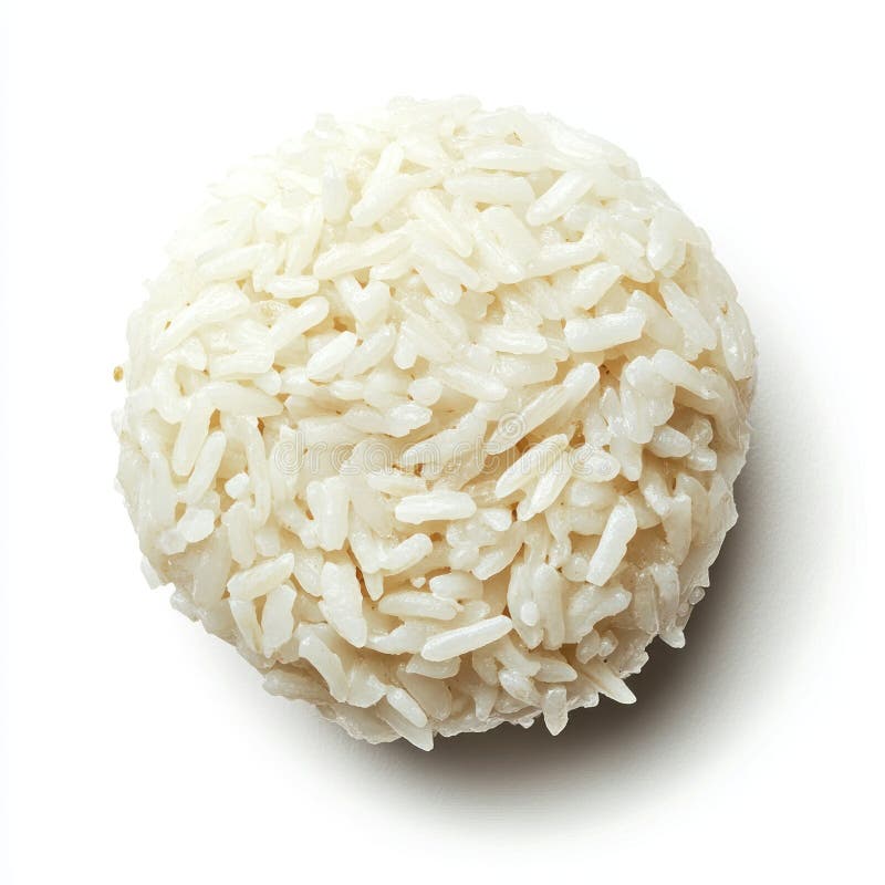 Cooked Rice in Round Shape, Showcasing Its Fluffy Texture and White ...