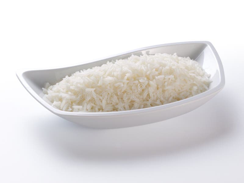 Cooked Rice on S Shape Plate and White Background Stock Photo - Image ...