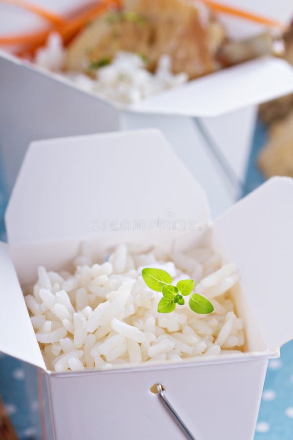 Rice in Take-out Box from Chinese Restaurant Stock Image - Image of ...