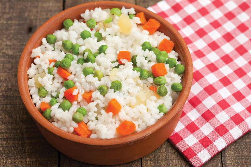 Cooked Rice with Vegetables Stock Photo - Image of lunch, garlic: 76509892