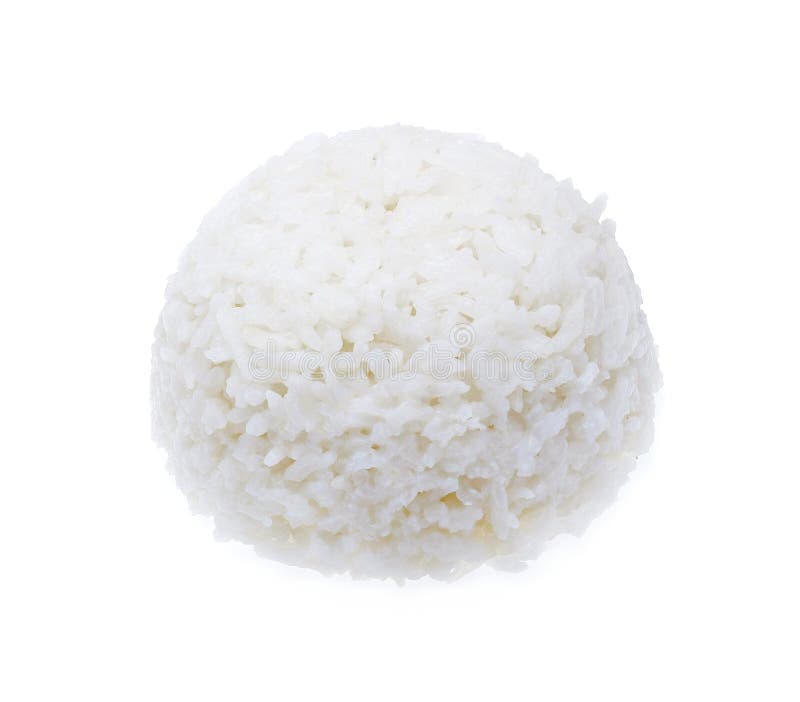 Cooked Rice on White Background Stock Image - Image of diet, plate ...