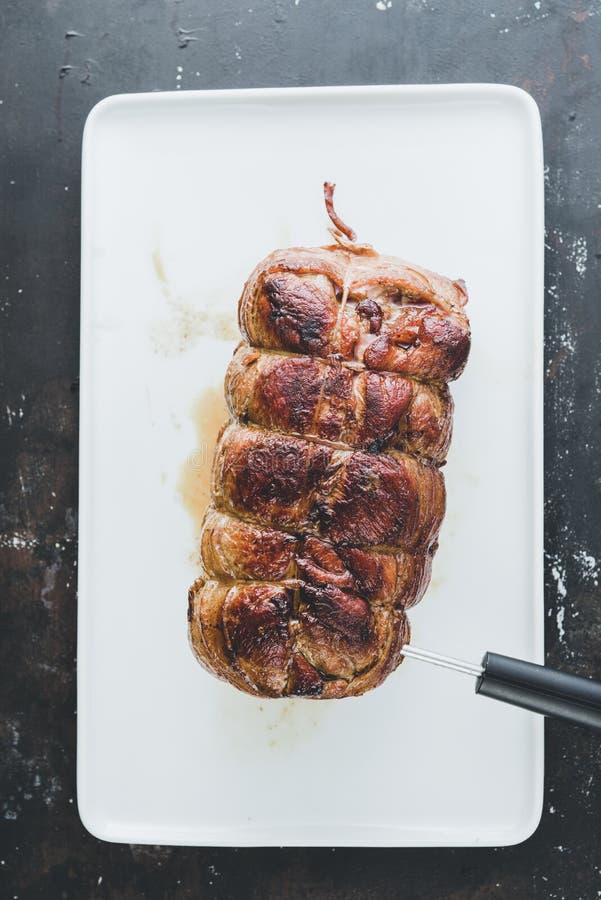 Cooked Roast Beef on a White Plate Stock Image - Image of crucifers ...