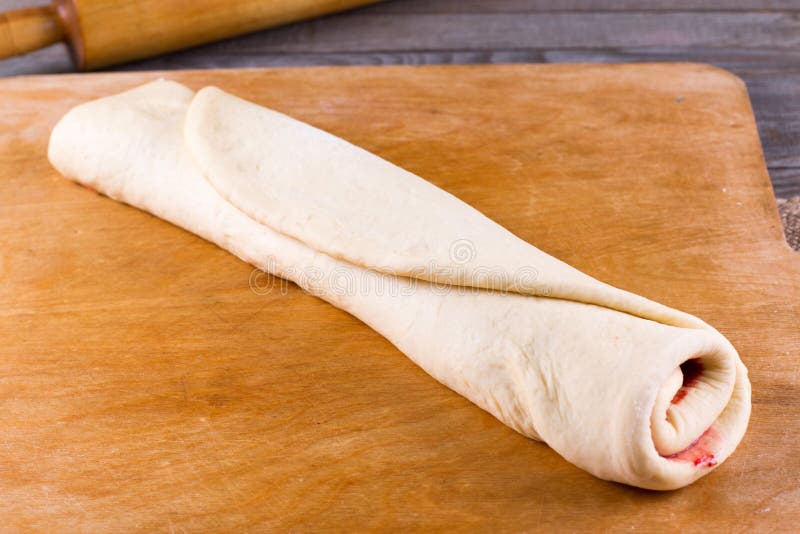 Cooked Round Cake Made from Yeast Dough with Jam Stock Image - Image of ...