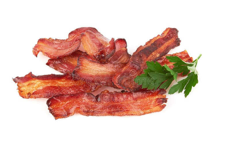 Cooked slices of bacon stock photo. Image of salted - 155903866
