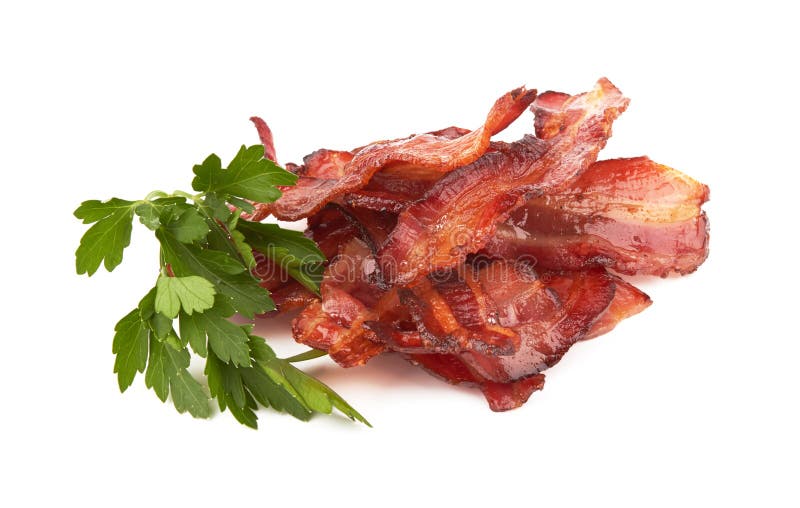 Cooked slices of bacon stock photo. Image of smoked - 162264246