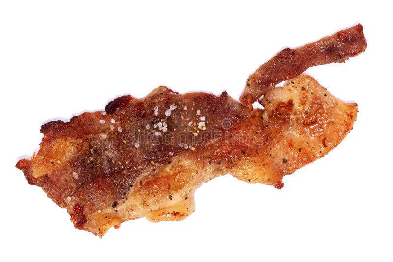 Cooked Slices of Bacon Isolated on White Background Stock Photo - Image ...