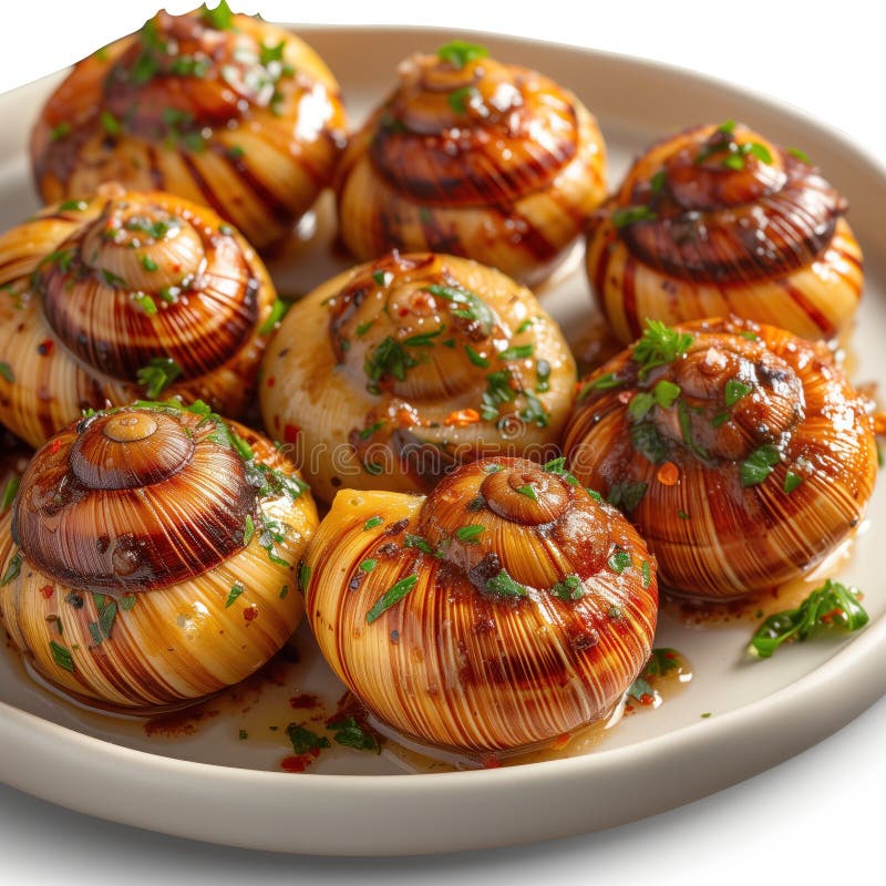 Cooked Snails in Creamy Sauce on a Plate Stock Illustration ...