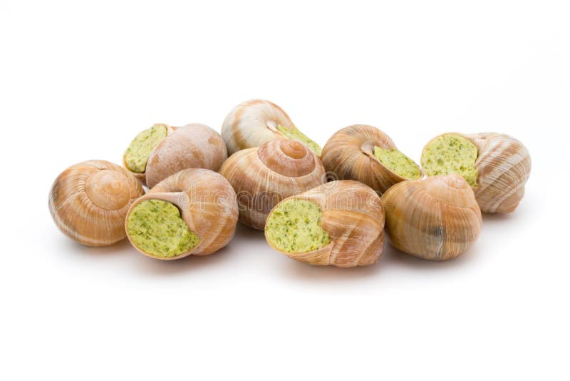 Cooked Snails Delicacy. French Cuisine Stuffed Snails. Stock Photo ...