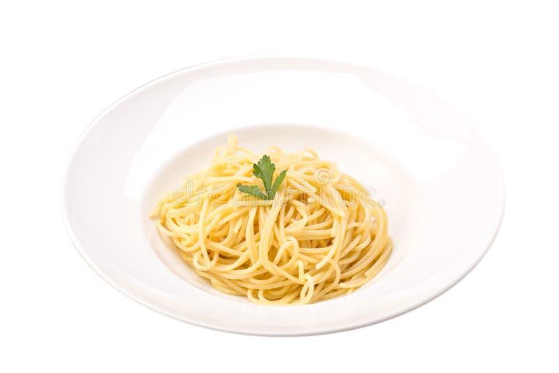 Plain Cooked Spaghetti Pasta In White Bowl, On White Background. Stock ...