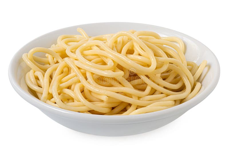 Cooked Spaghetti in a White Ceramic Bowl Isolated on White Stock Image ...