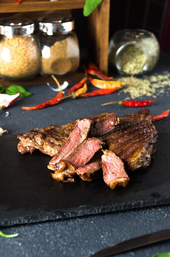 Bbq Steak Square Plate Spice Stock Photo - Image of material, chop ...