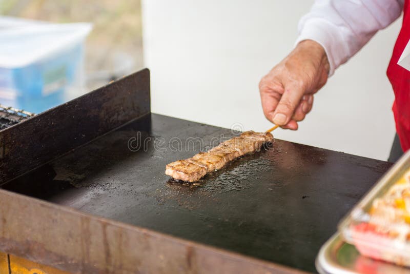 Cooked steak on stick stock image. Image of kong, asian - 71567609