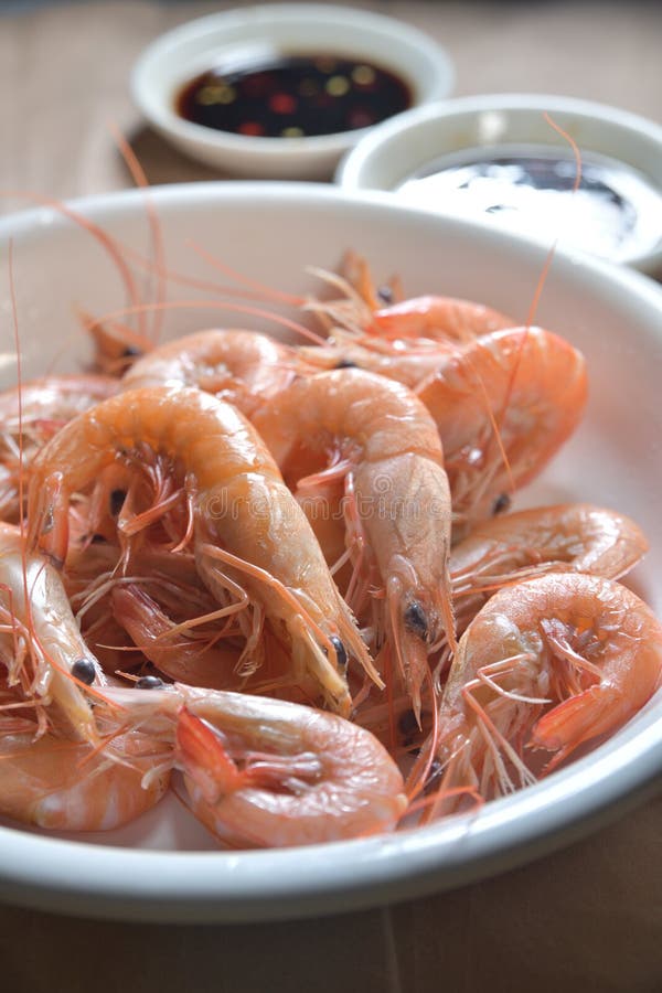 Cooked Steam shrimp dish stock image. Image of breakfast - 256324821