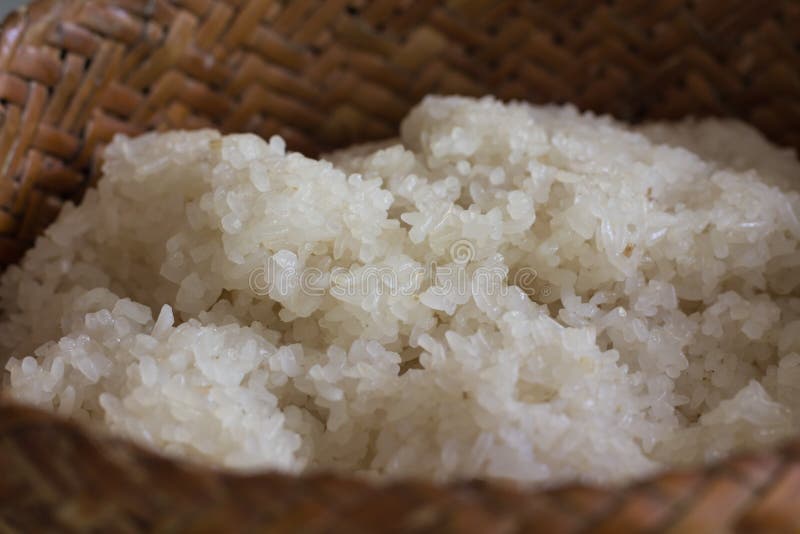 Cooked sticky rice stock photo. Image of local, asian - 110653940