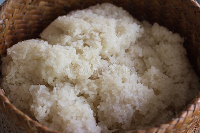 Cooked Sticky Rice in Container Stock Image - Image of stream, thai ...