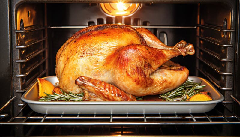 Cooked Thanksgiving Turkey in Oven Stock Illustration - Illustration of ...