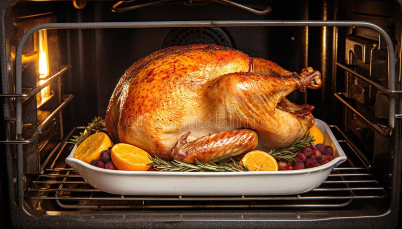 Cooked Thanksgiving Turkey in Oven Stock Illustration - Illustration of ...