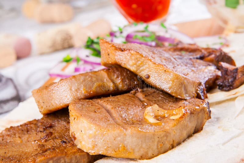 Cooked tongue stock photo. Image of restaurant, pork - 65521186