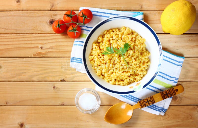 Cooked Wheat on Wooden Table Stock Image - Image of mediterranean ...