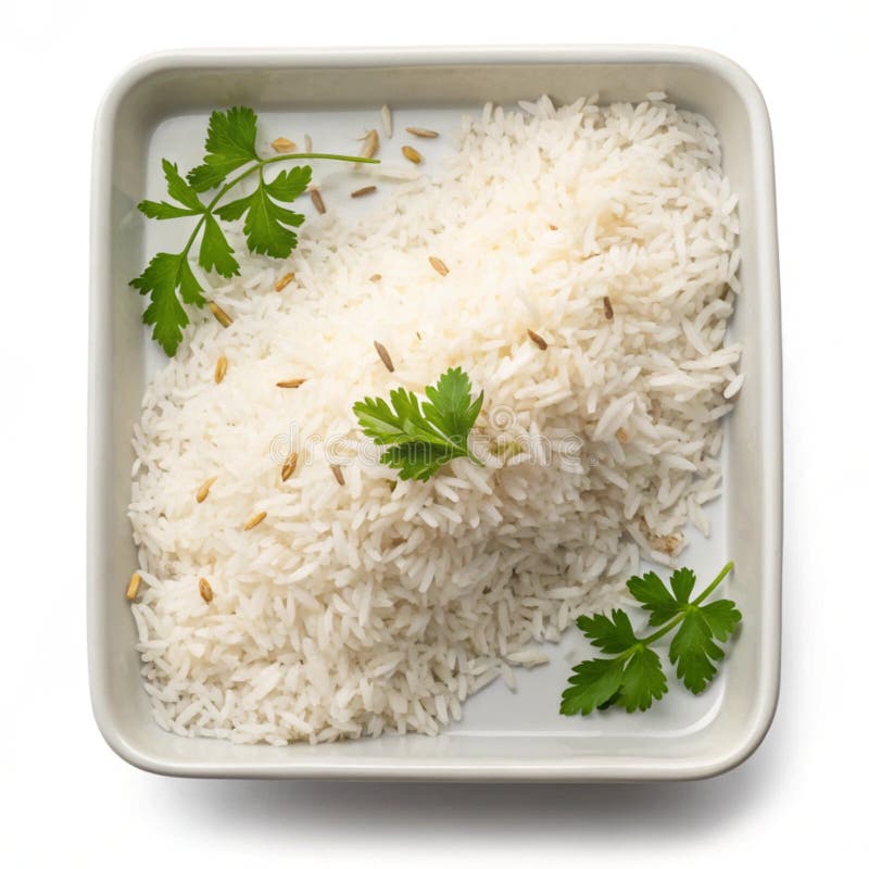 Cooked White Basmati Rice on a Tray Stock Illustration - Illustration ...