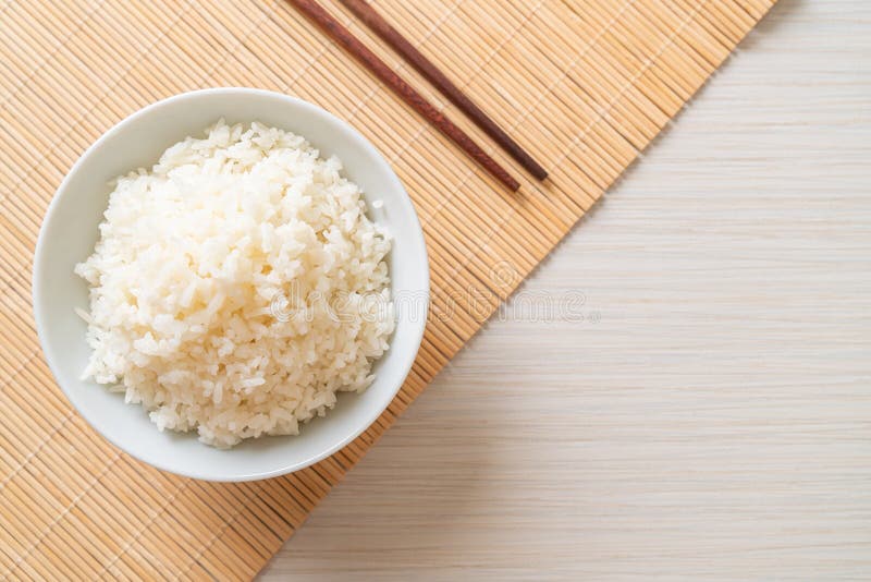 Cooked white rice bowl stock image. Image of dinner - 193173189
