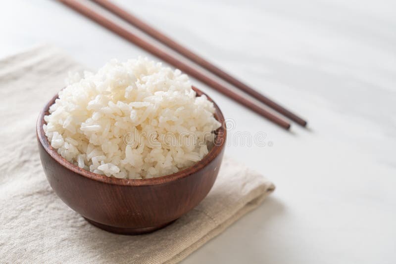 Cooked white rice bowl stock image. Image of grain, carbohydrate ...
