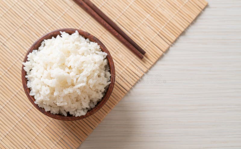 Cooked white rice bowl stock photo. Image of rice, health - 193173366