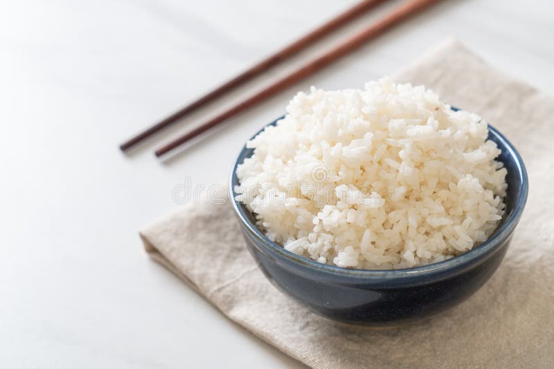 Cooked white rice bowl stock photo. Image of diet, restaurant - 199648408