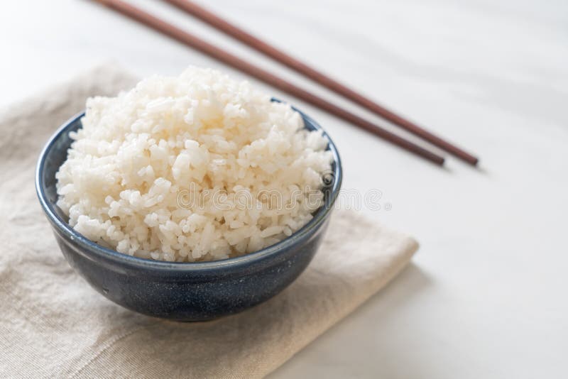 Cooked white rice bowl stock image. Image of isolated - 193666241