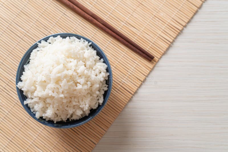 Cooked white rice bowl stock photo. Image of lunch, asian - 195773304