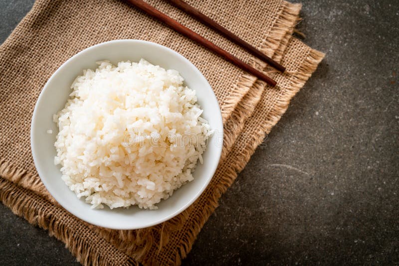 Cooked white rice bowl stock photo. Image of dinner - 197385448