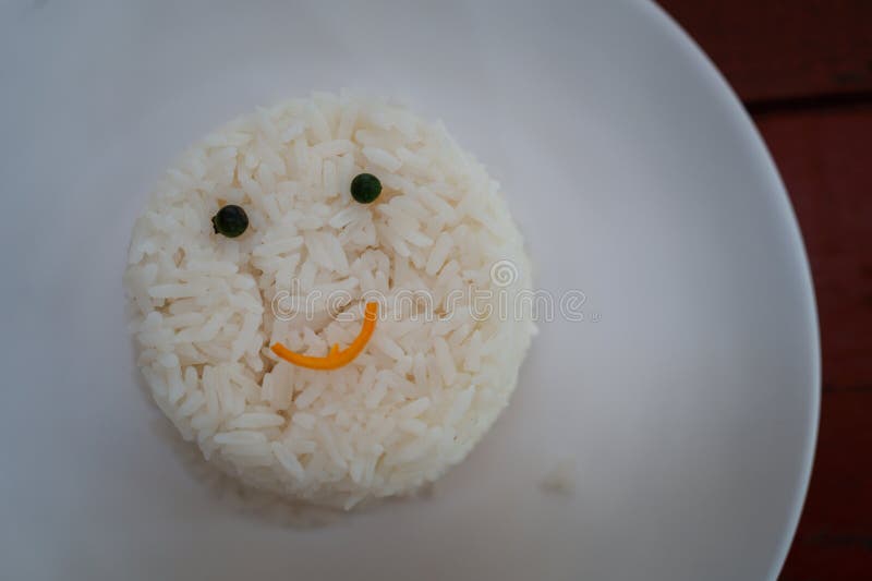 Cooked White Steamed Rice on White Plate Stock Image - Image of dietary ...